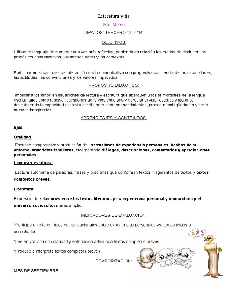 3 Grado Literatura Marisa Septiembre | PDF | Cognición