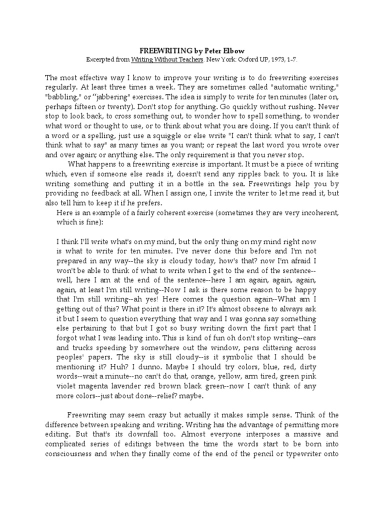 Freewriting by Peter Elbow | PDF