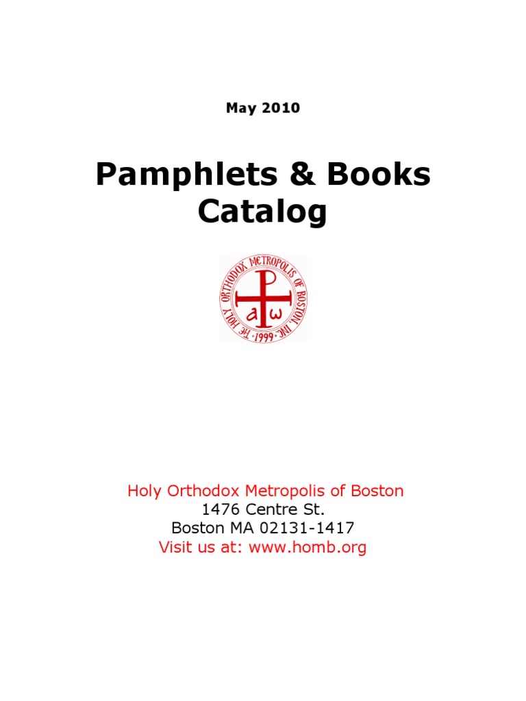Pamphlets and Books Catalog | Download Free PDF | Eastern Orthodox ...