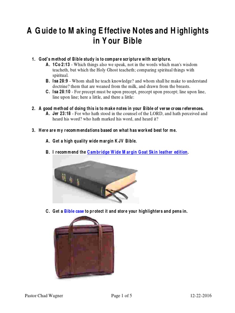 A Guide To Making Effective Notes and Highlights in Your Bible | PDF ...