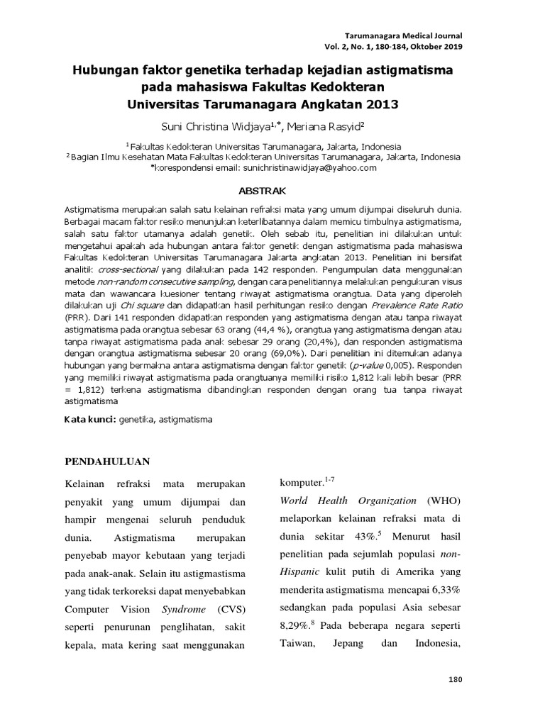 Hubungan Faktor Genetika Terhadap Kejadian Astigmatisma | PDF ...