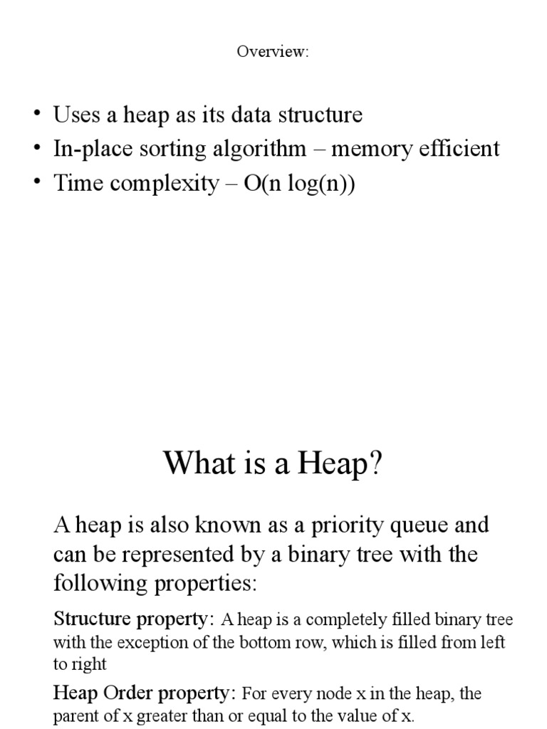 Uses A Heap As Its Data Structure - In-Place Sorting Algorithm - Memory ... Uses A Heap As Its Data Structure - In-Place Sorting Algorithm - Memory ...