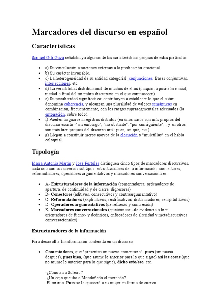 Marcadores Del Discurso en Español | PDF | Argumento | Semiótica