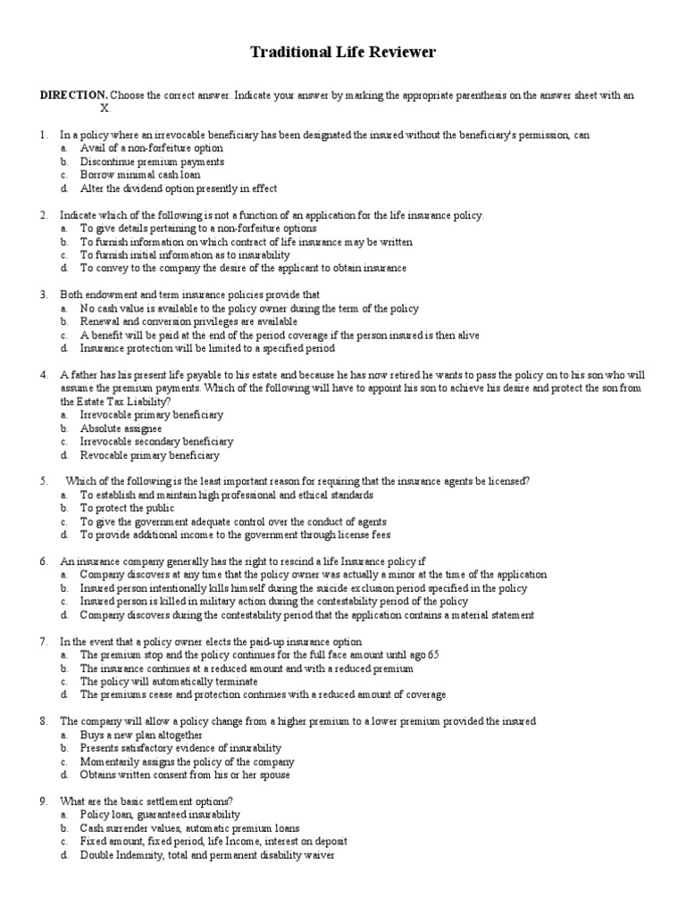 Traditional Life Reviewer - Sunlife | PDF | Insurance | Life Insurance