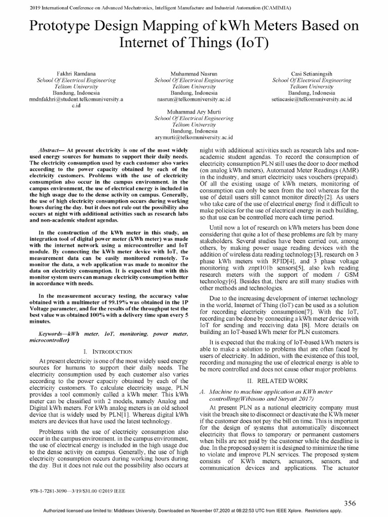 Prototype Design Mapping of KWH Meters Based On IoT | PDF | Internet Of ...