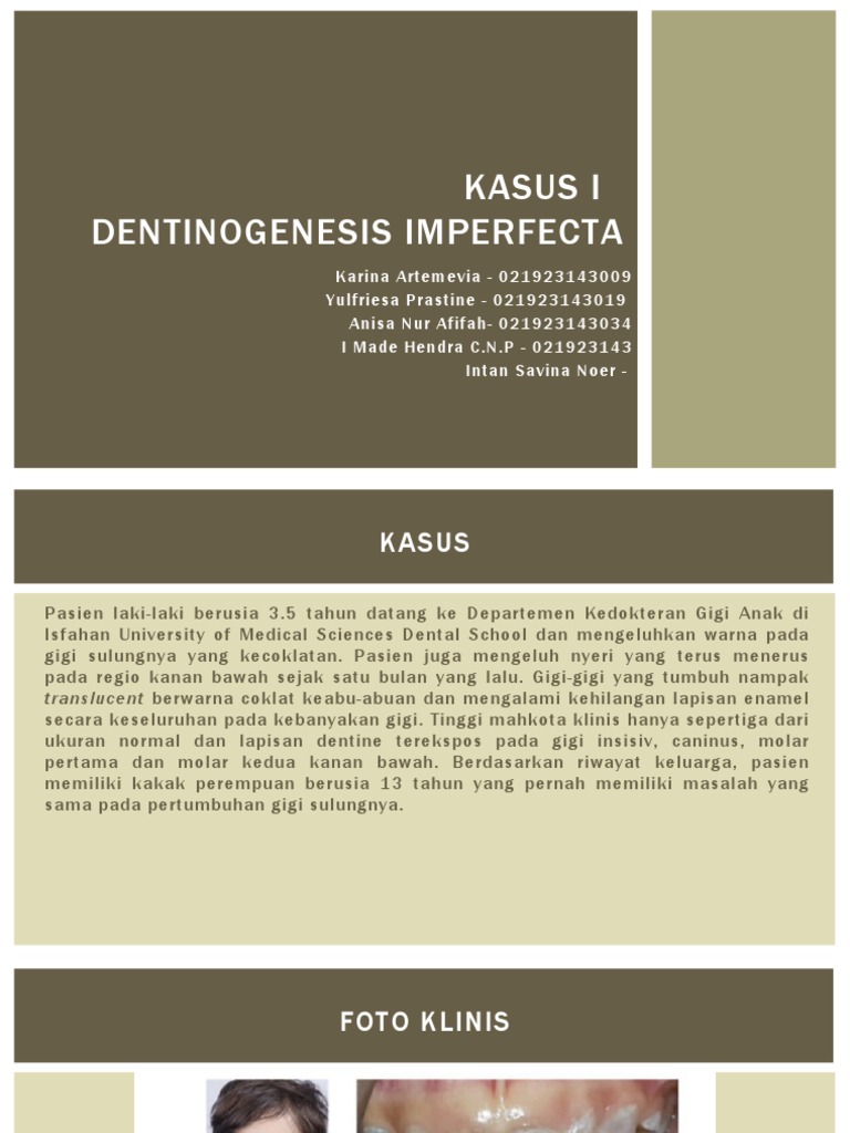 Kasus Dentinogenesis Imperfecta | PDF