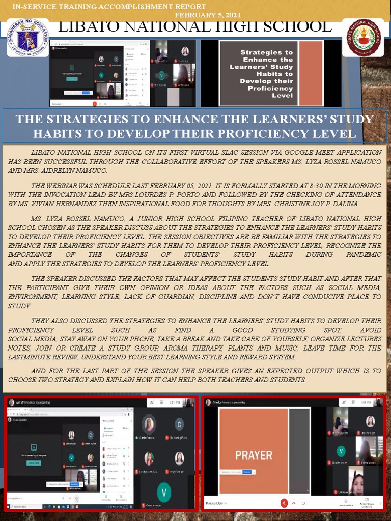 Accomplishment Report of Slac | PDF | Learning | Cognition