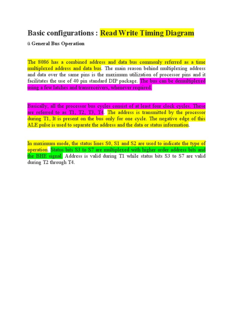 8086 Read/Write Timing Diagram | PDF | Computers