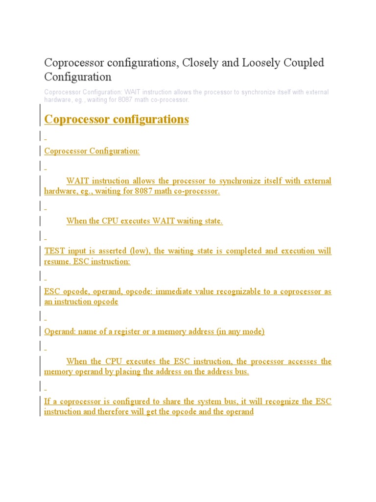 Coprocessor Configurations Closely Coupled Losely Coupled | PDF ...