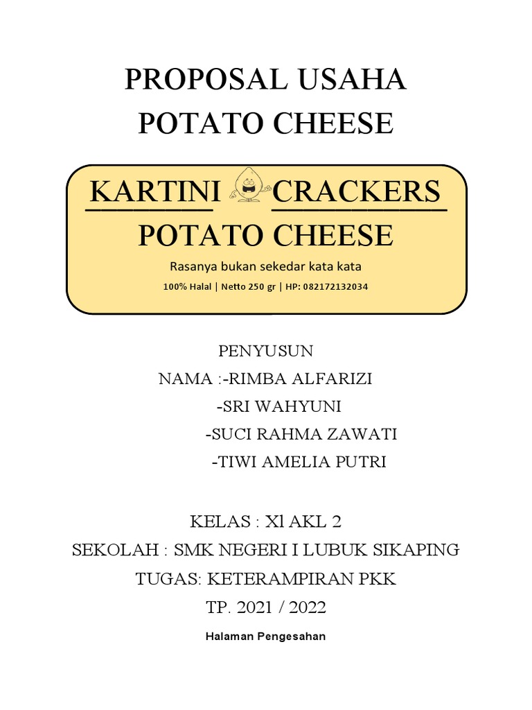 Proposal Usaha Potato Cheese Snack | PDF