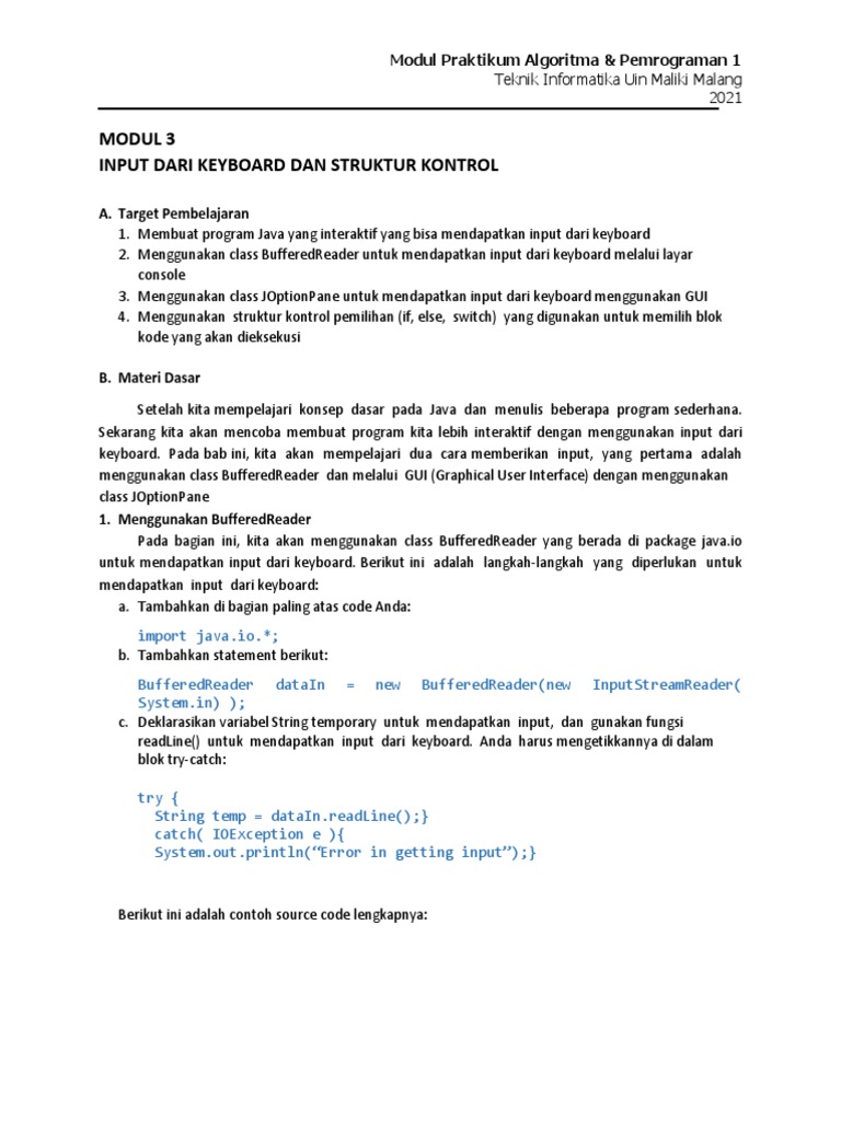 Isi MODUL 3 Algoritma DSN Pemrogramman | PDF | Metode & Bahan Ajar | Teknologi & Rekayasa