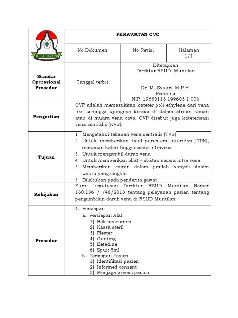 Sop Perawatan CVP | PDF
