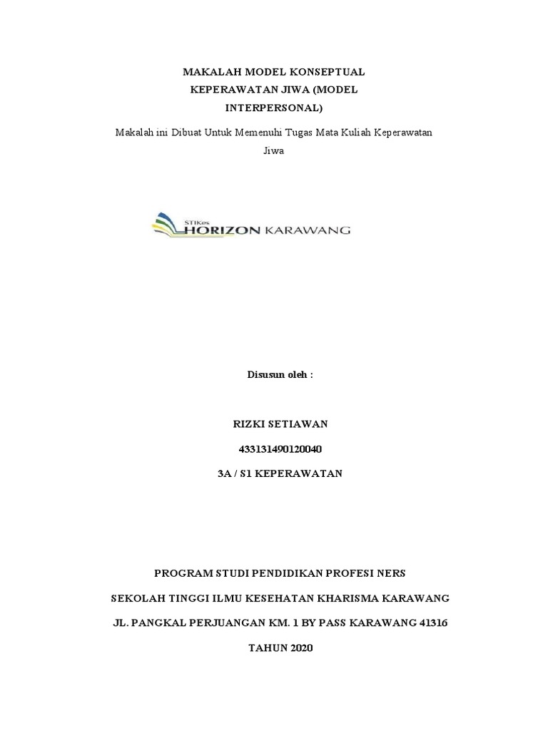 Makalah Model Konseptual Keperawatan Jiwa Interpersonal - Rizki Setiawan | PDF