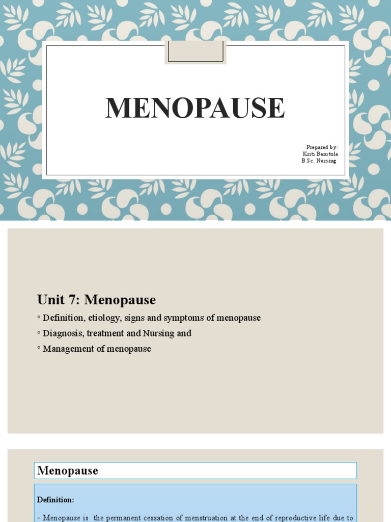 Menopause: Prepared By: Kriti Banstola B.Sc. Nursing | PDF | Hormone ...