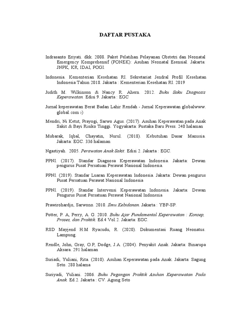 Daftar Pustaka BBLR | PDF