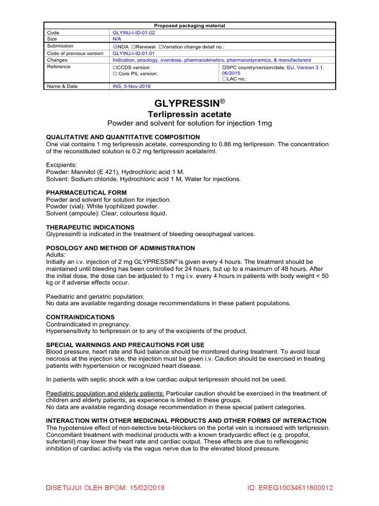 Glypressin Serbuk Injeksi 1 Mg+pelarut - Terlipressin Asetat ...