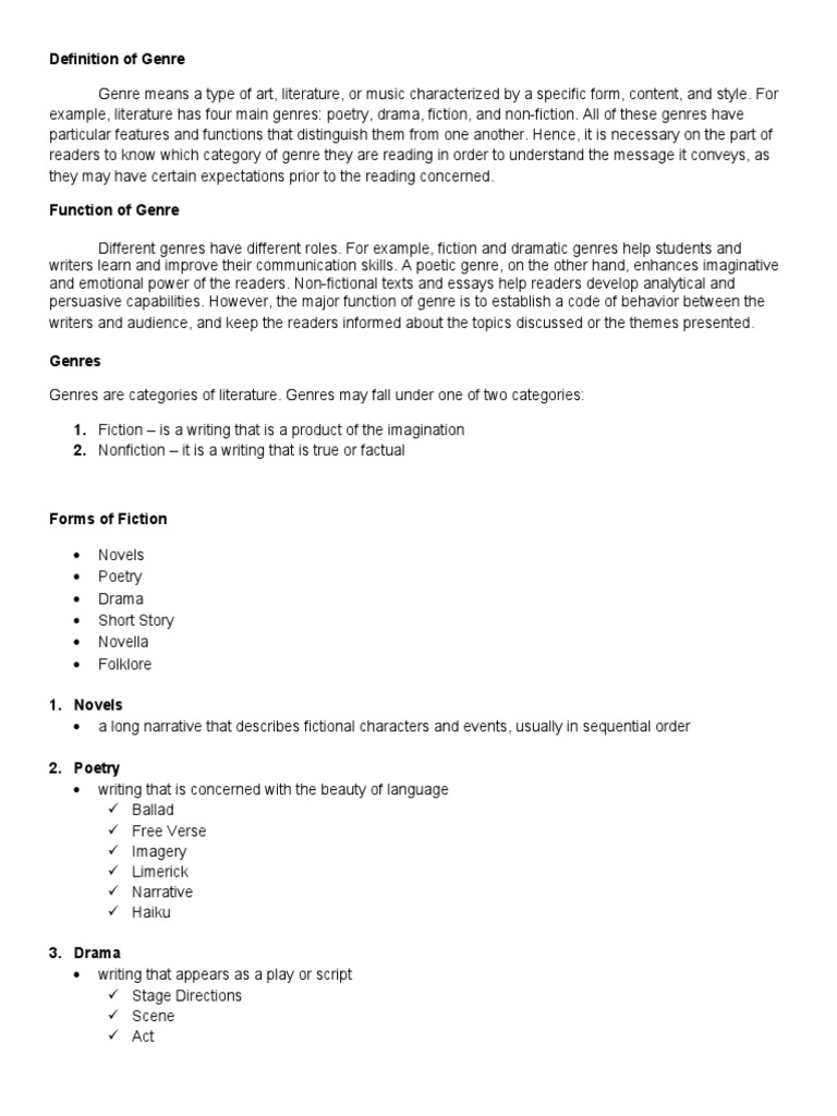 Definition of Genre | PDF | Narrative | Genre