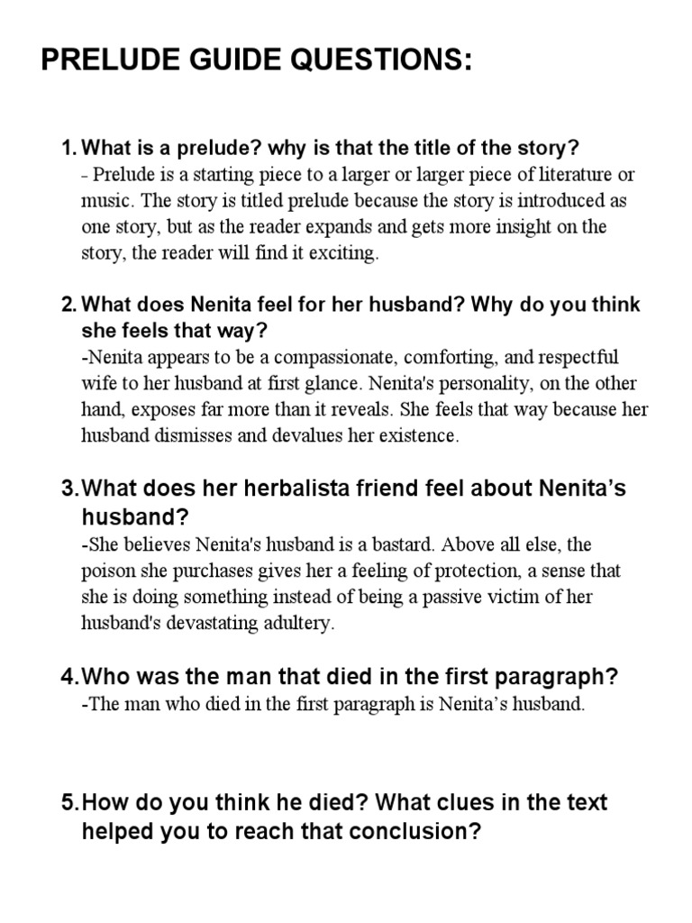 Prelude Guide Questions | PDF