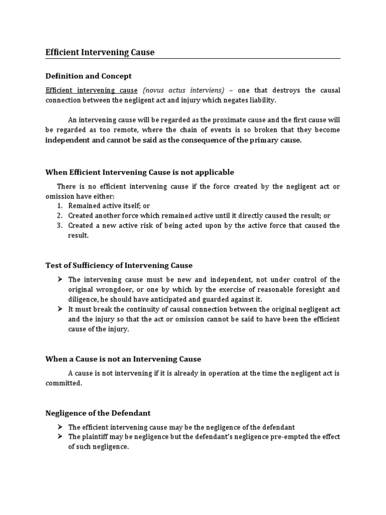 Efficient Intervening Cause: Definition and Concept | PDF | Negligence ...