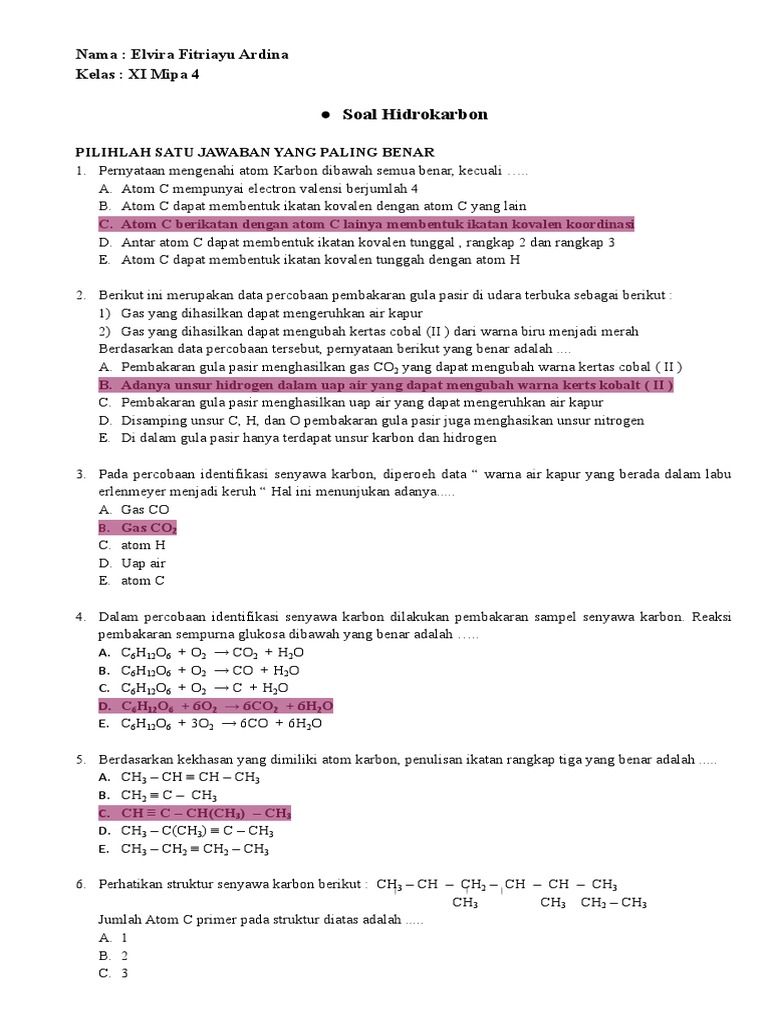 Soal Hidrokarbon | PDF