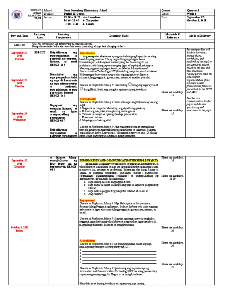 WHLP Epp Ict q1 w2 P.E.G | PDF