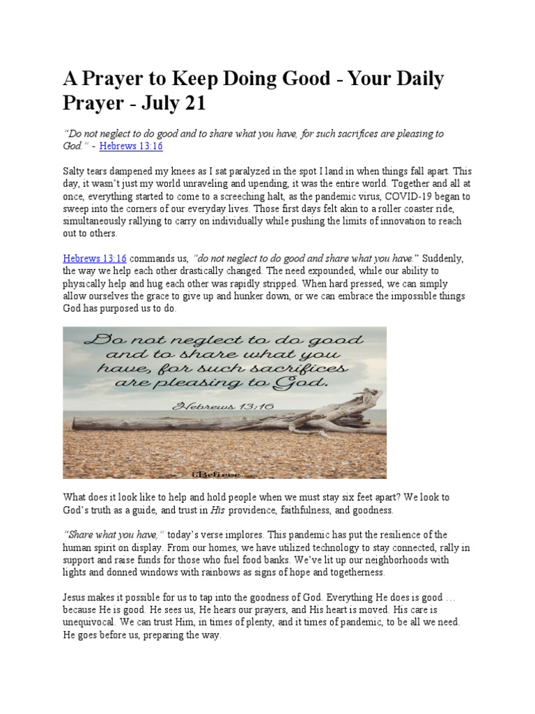 A Prayer To Keep Doing Good | PDF | Esther | Eternal Life (Christianity)