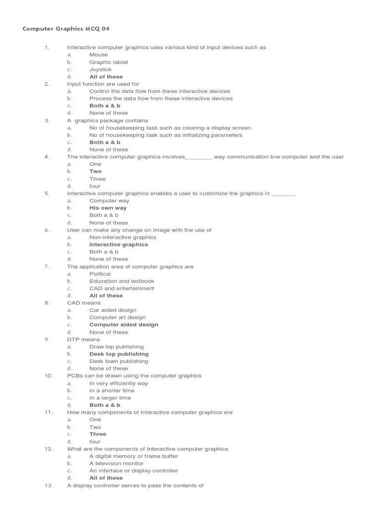 Computer Graphics MCQ - B | PDF | Computer Monitor | Printer (Computing) Computer Graphics MCQ - B | PDF | Computer Monitor | Printer (Computing)
