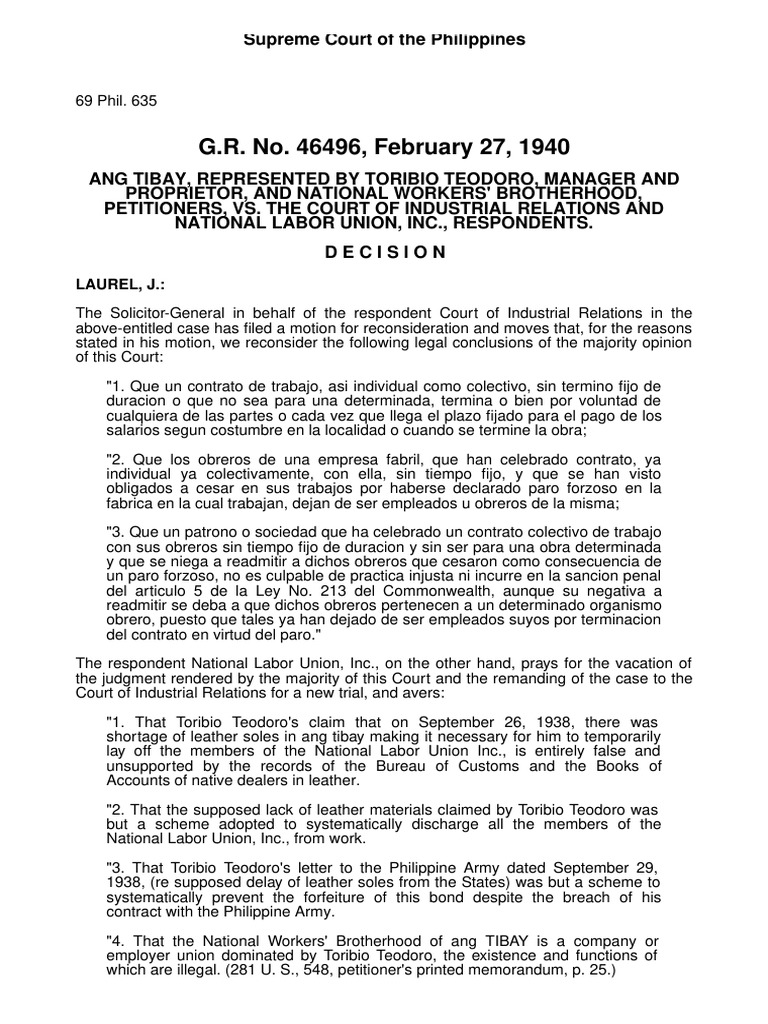 Ang Tibay v. CIR | PDF