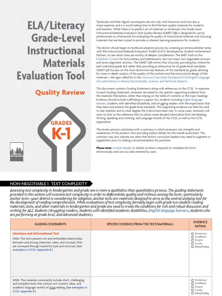 ELA - Rubric - Grades k-1 | PDF | Phonics | Cognition