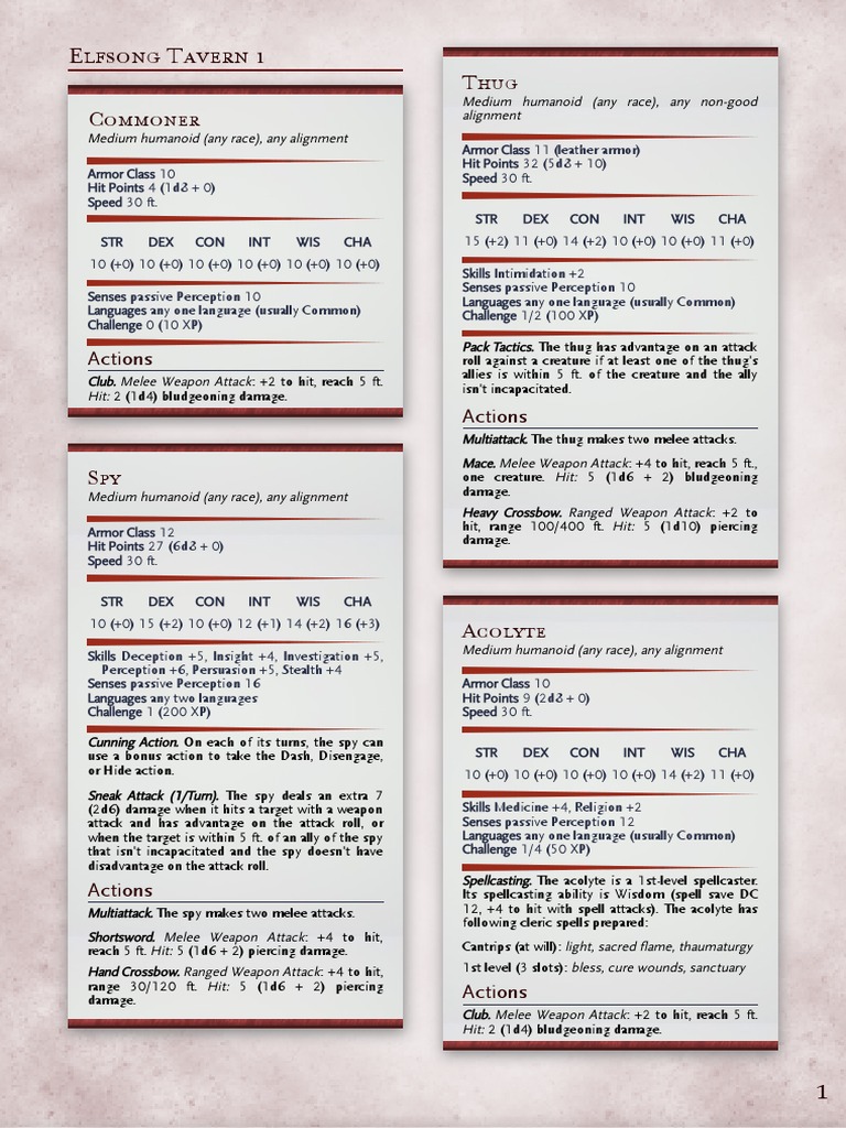 C1 - Monster Stat Blocks | PDF | Leisure