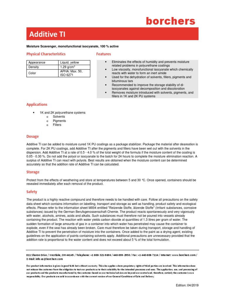 Borchers: Additive TI | PDF | Polyurethane | Water