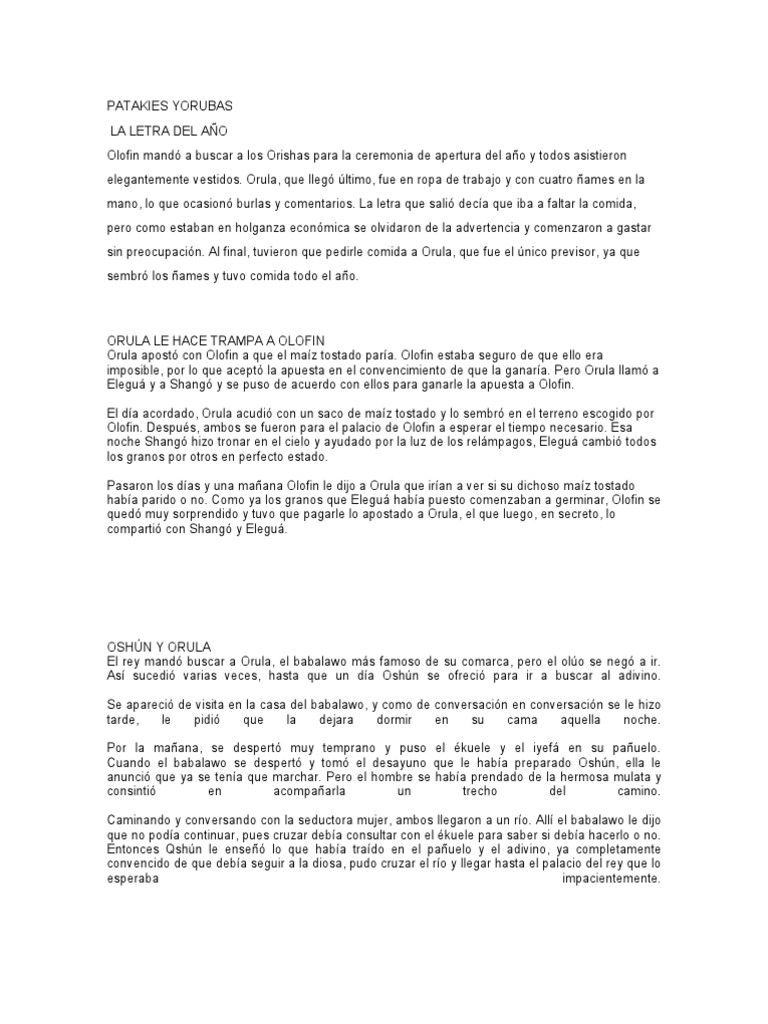 Patakies Yorubas1 | PDF | Santeria | Religión y creencia