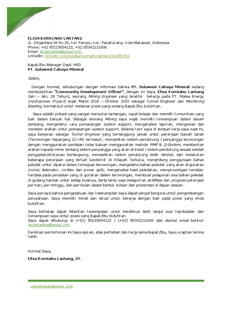 Cover Letter (PT - SCM) | PDF