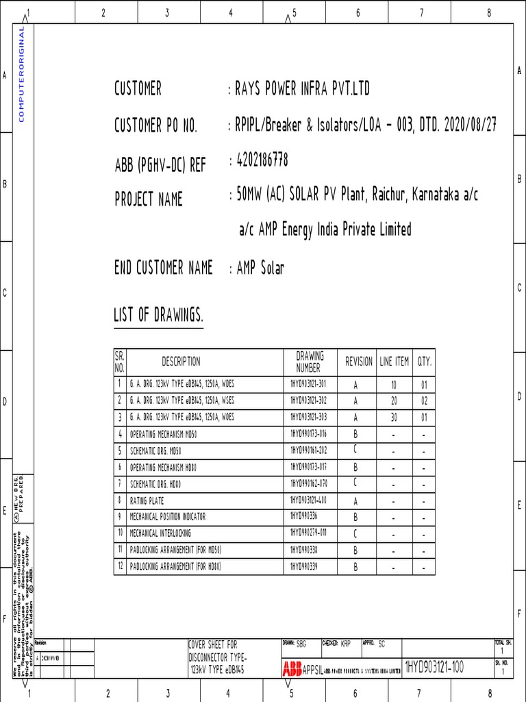 Isolator Drawing | PDF | Insulator (Electricity) | Equipment