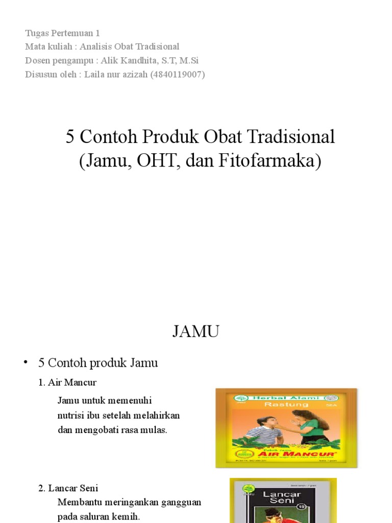 5 Contoh Produk Obat Tradisional (Jamu | PDF