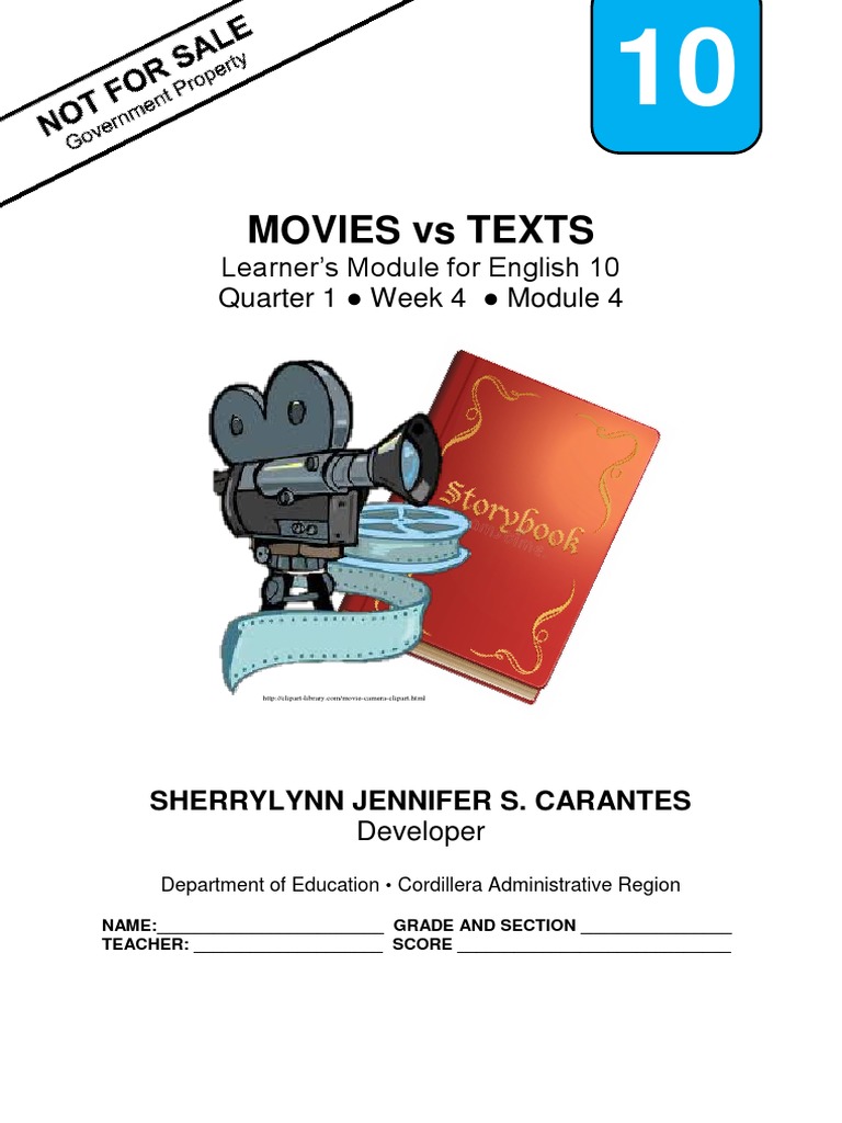 Movies Vs Texts: Learner's Module For English 10 Quarter 1 Week 4 ...