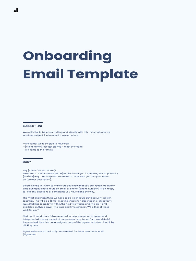 Onboarding Email Template | PDF