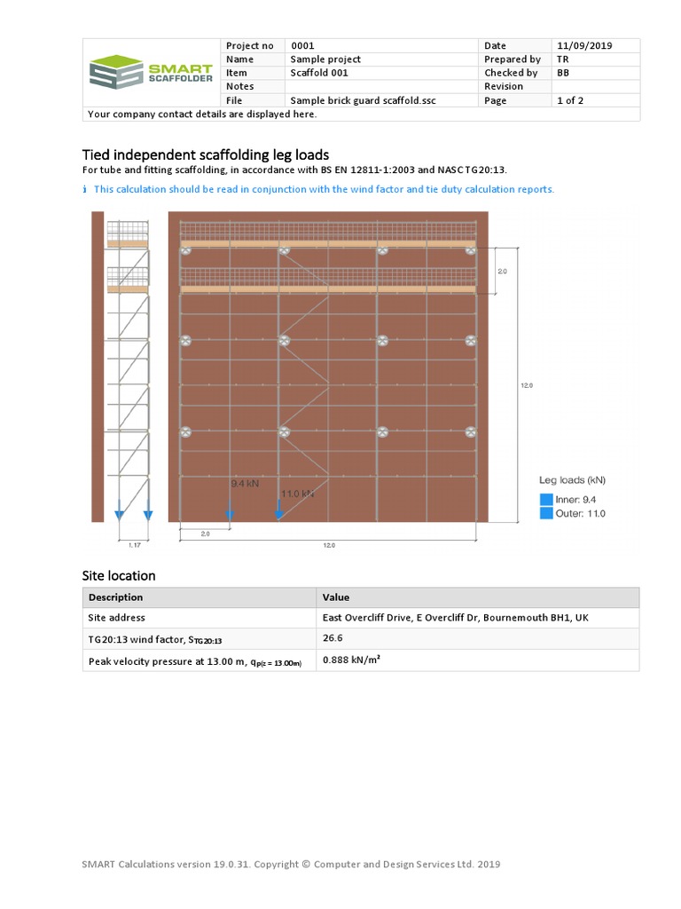 Brick Guard Scaffold Leg Load Summary Report | PDF | Scaffolding ...
