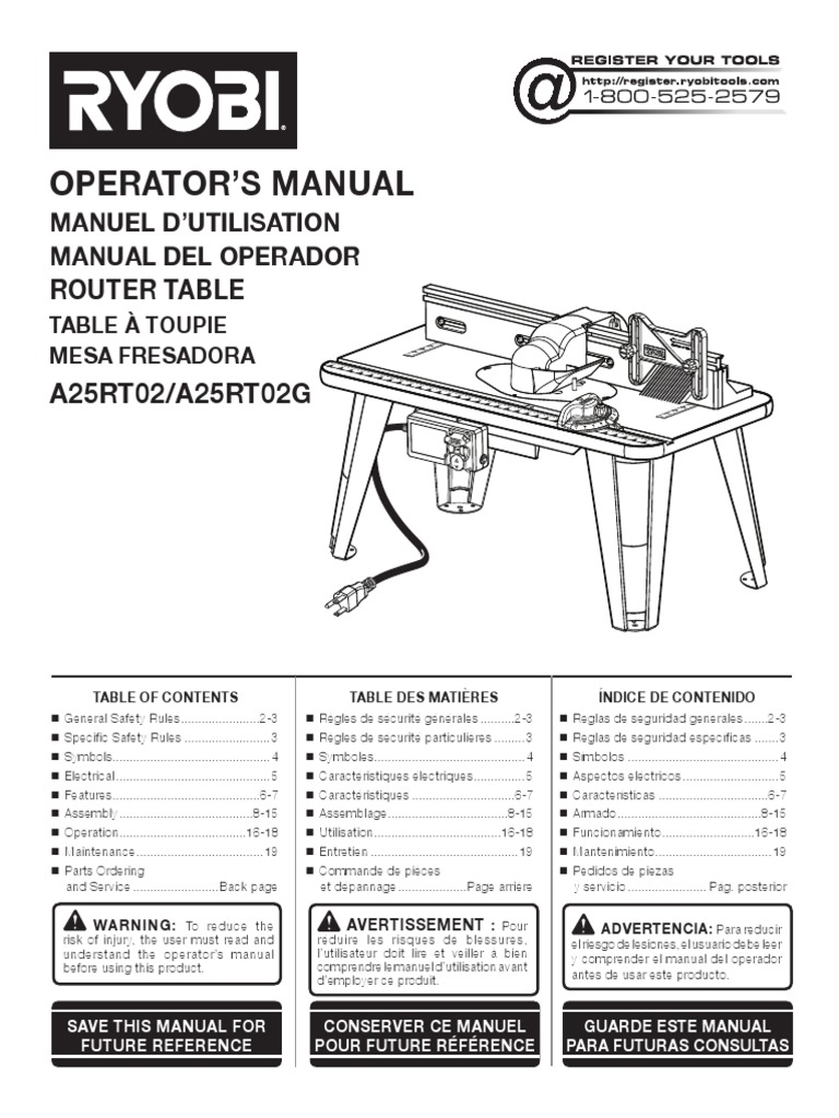 Operator'S Manual: Router Table | PDF | Ac Power Plugs And Sockets | Screw