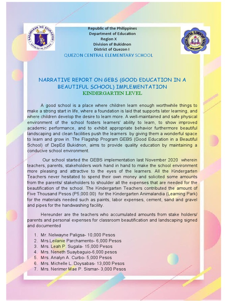 Narrative Report | PDF | Kindergarten | Behavior Modification