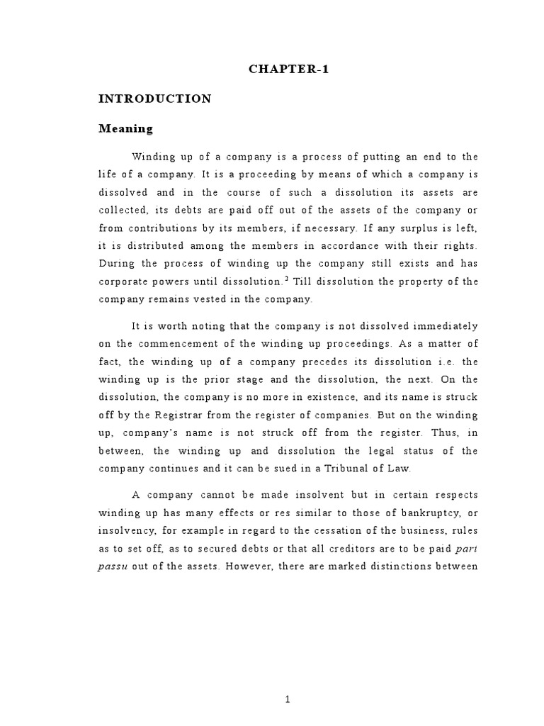 Winding Up of A Company | PDF | Liquidation | Bankruptcy