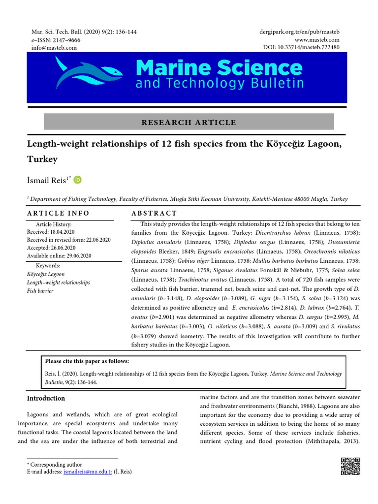Length-Weight Relationships | PDF | Regression Analysis | Mediterranean Sea