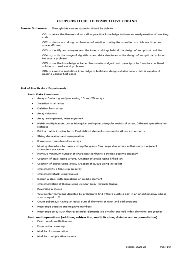 frmCourseSyllabusIPDownload - CSE 329 | PDF | Matrix (Mathematics ...