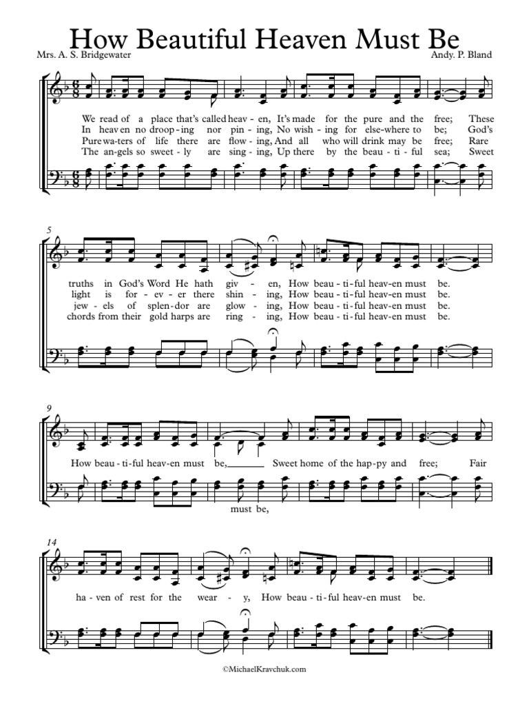 How Beautiful Heaven Must Be F Major | PDF