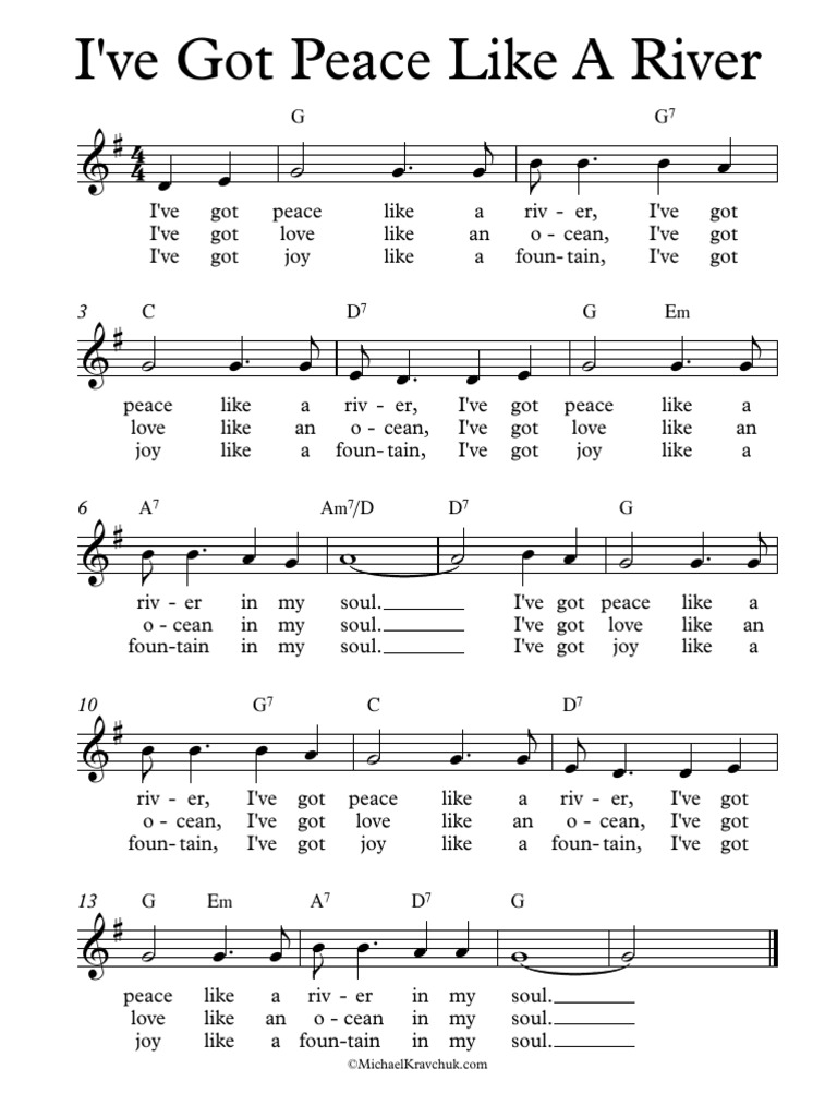 Ive Got Peace Like A River G Major | PDF