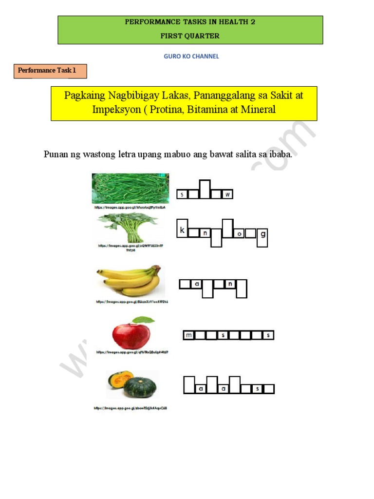 HEALTH-2 Performance Task | PDF