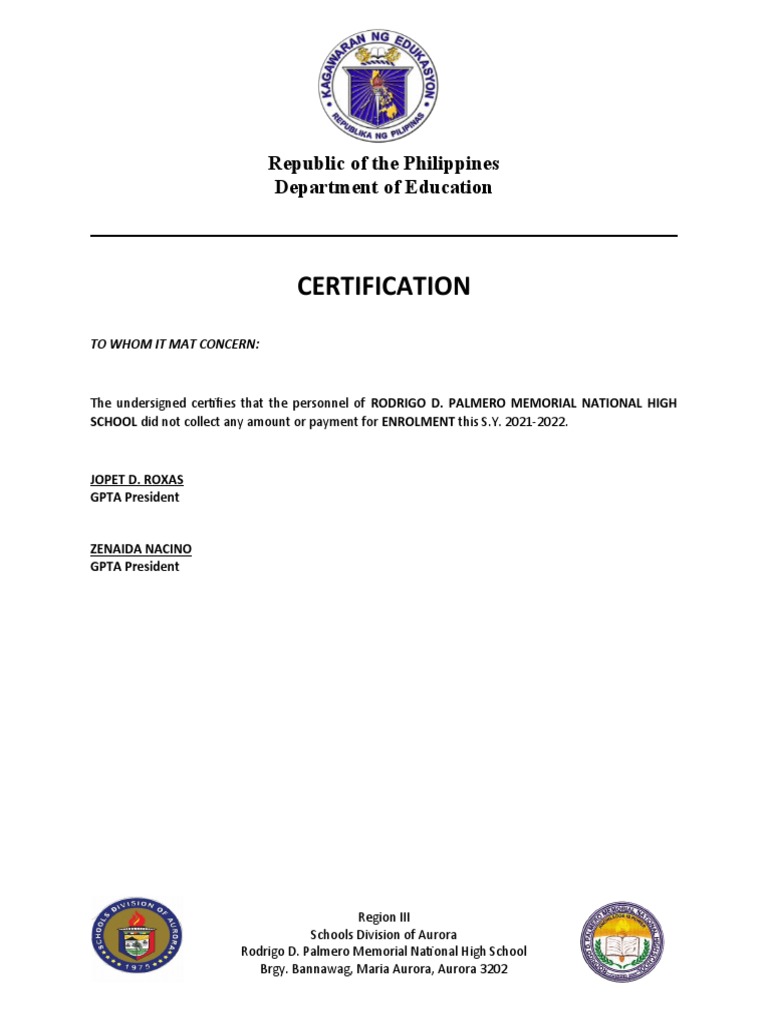 Certificate of No Collection | PDF