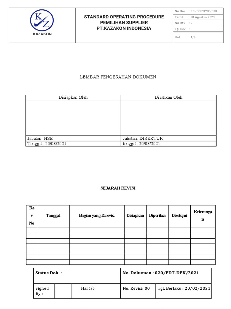024 - SOP Persiapan Dokumen Tender | PDF