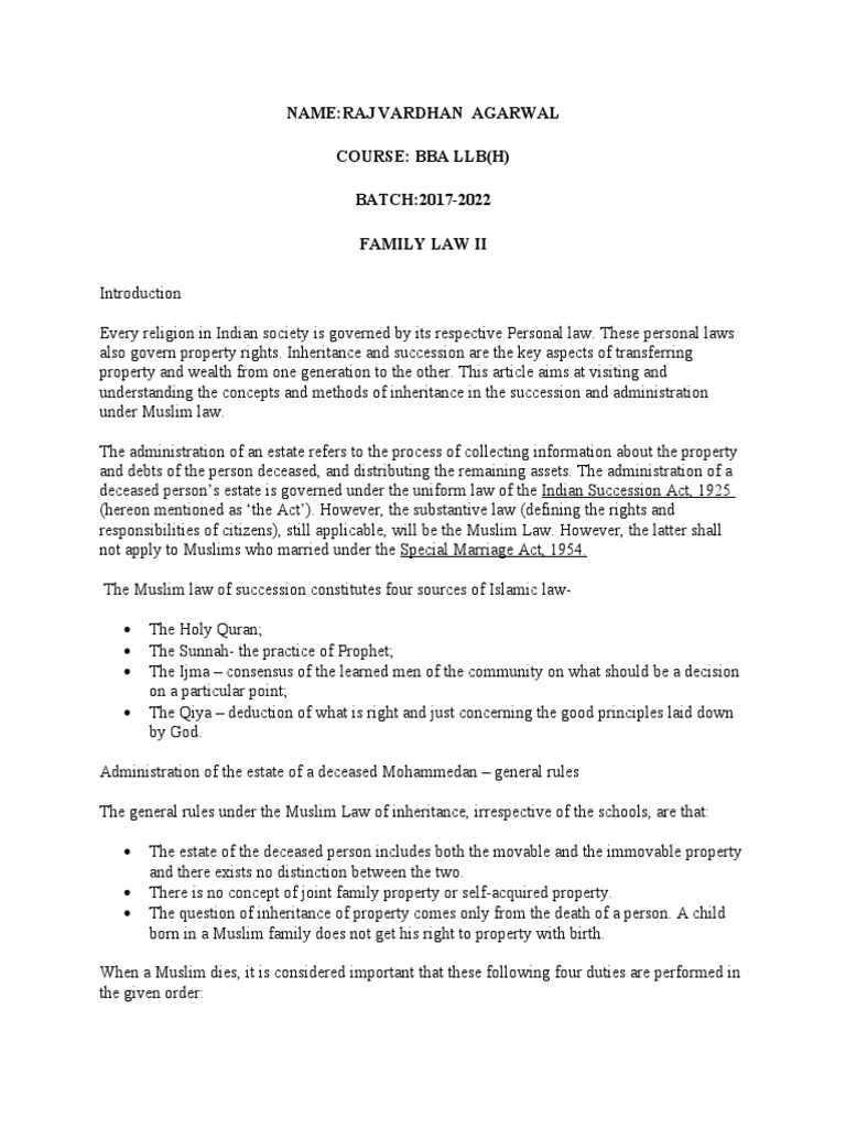 7doc - Inheritance Under Sunni and Shia Law | PDF | Inheritance | Will ...