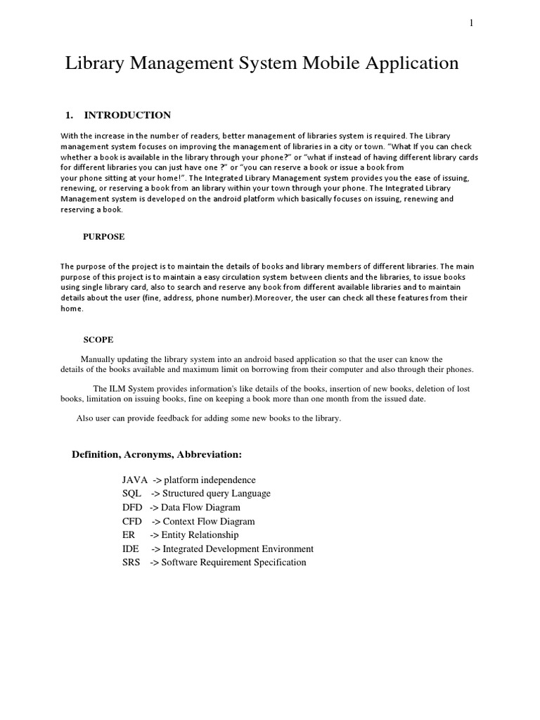 Library Management System Mobile Application: Purpose | PDF | Libraries ...